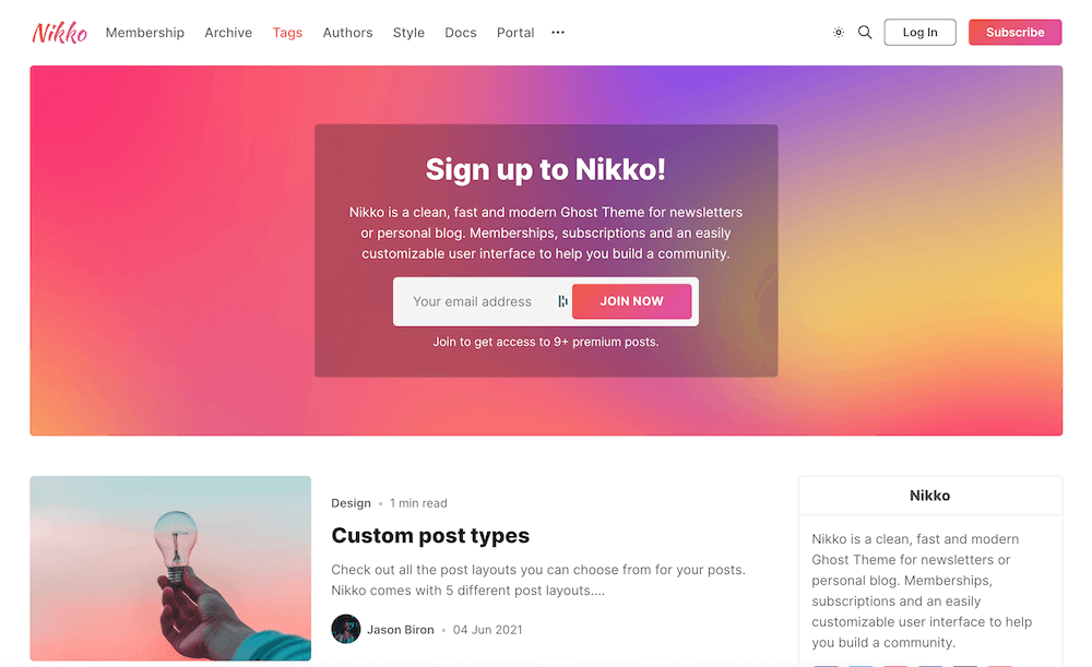 Ghost themes for Cove